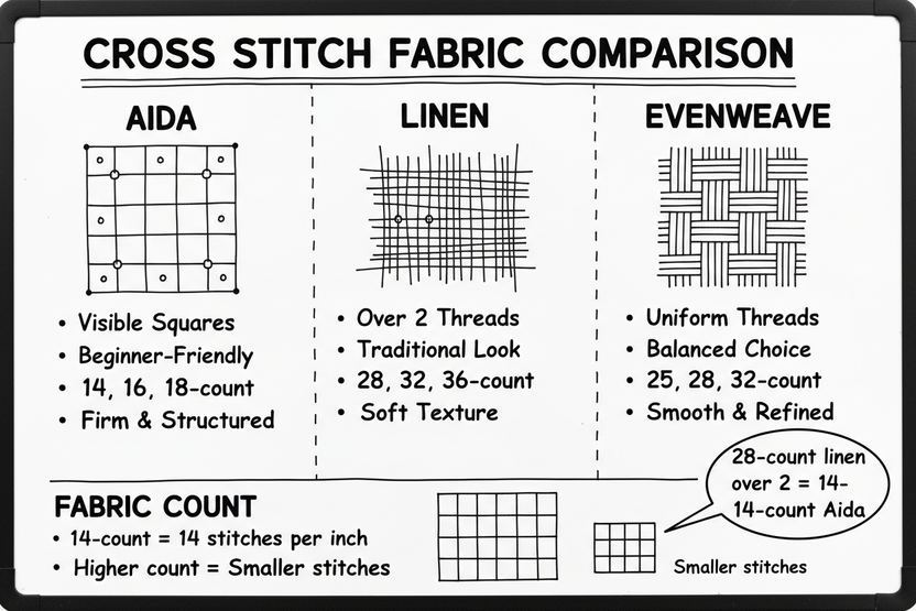 Best Fabric Count for Cross Stitch: Aida vs Linen vs Evenweave – Riley ...