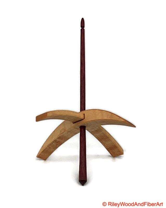 Mega Turkish Drop Spindle - Curly Maple Whorl with Purple Heart Shaft ...