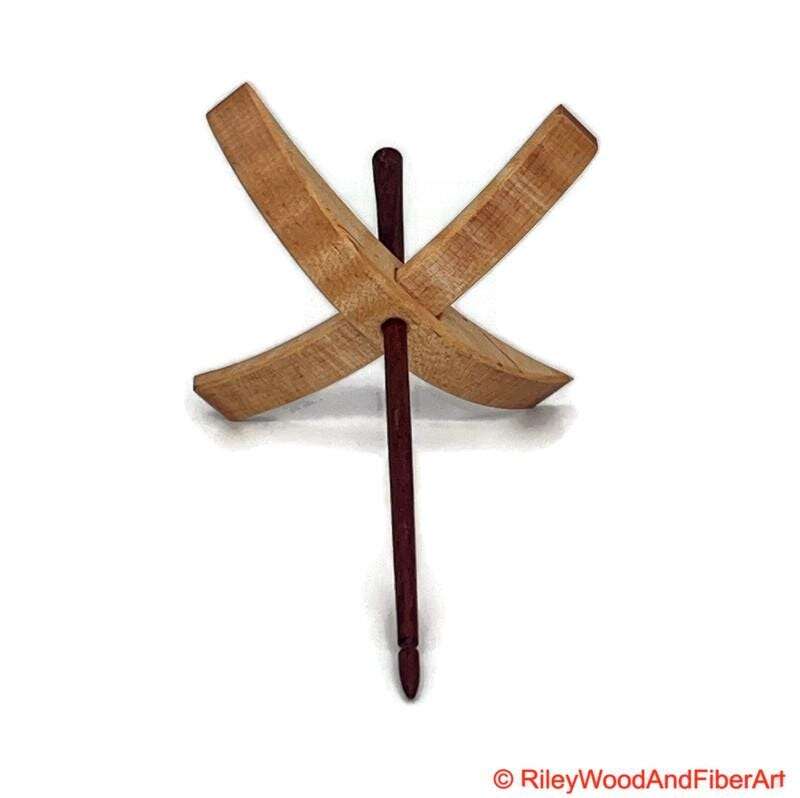 Mega Turkish Drop Spindle - Curly Maple Whorl with Purple Heart Shaft ...